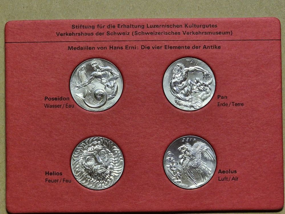 Medaillen Von Hans Erni Silbermedaillen die vier Elemente. | Kaufen auf Ricardo