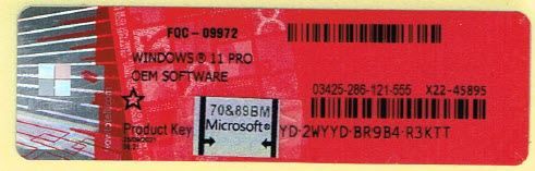 Windows 11 Professional KEY-AUFKLEBER (Neu (gemäss Beschreibung)) in ...