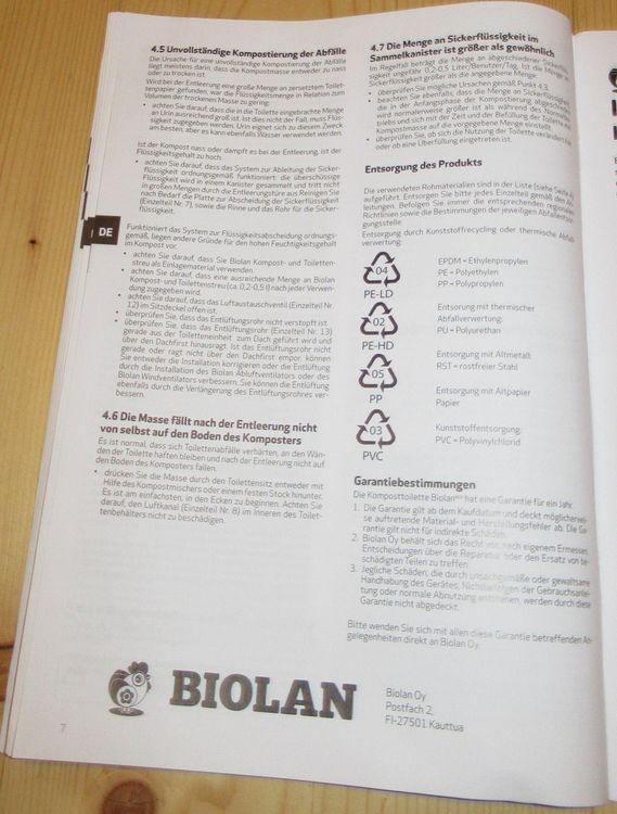 Komposttoilette/Kompost-WC Biolan eco (Neu (gemäss Beschreibung)) in ...