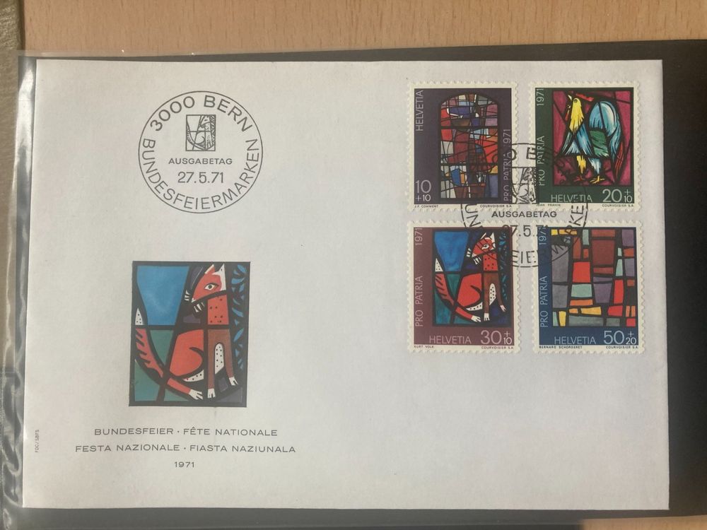 CH 1971 Ersttagsbrief Satz Pro Patria zeitgen. Glasgemälde (Neu (gemäss Beschreibung)) in ...