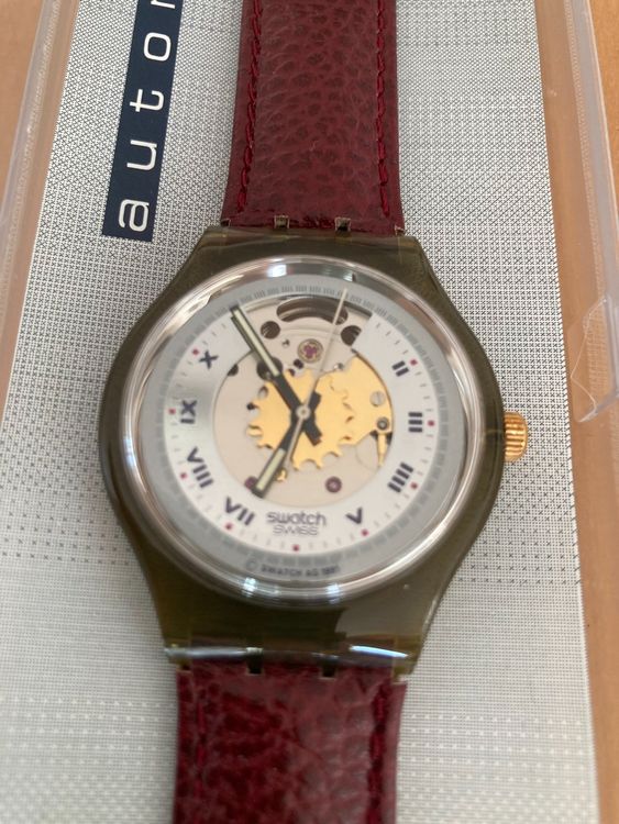 SWATCH AUTOMATIC RUBIN SAM100 MIT LEDERARMBAND 1992 NEU (Neu und originalverpackt) in Subingen ...