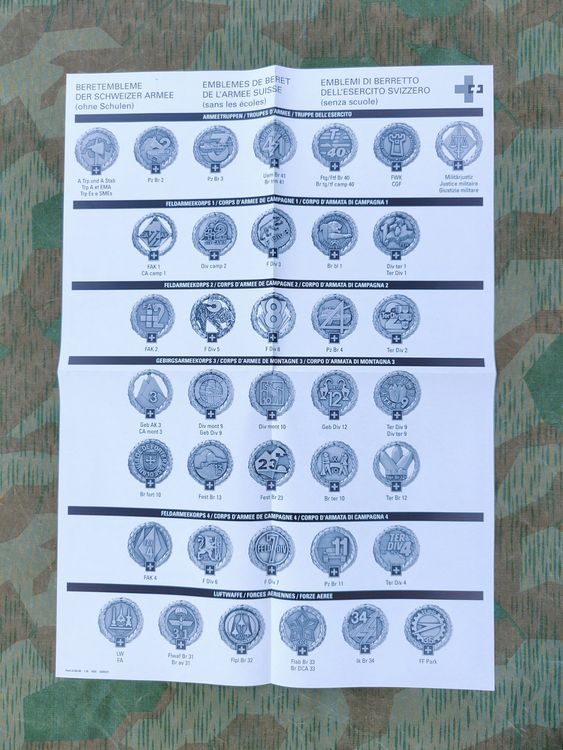 Formular 03.103 dfi, BERETEMBLEME DER SCHWEIZER ARMEE (Gebraucht) in ...