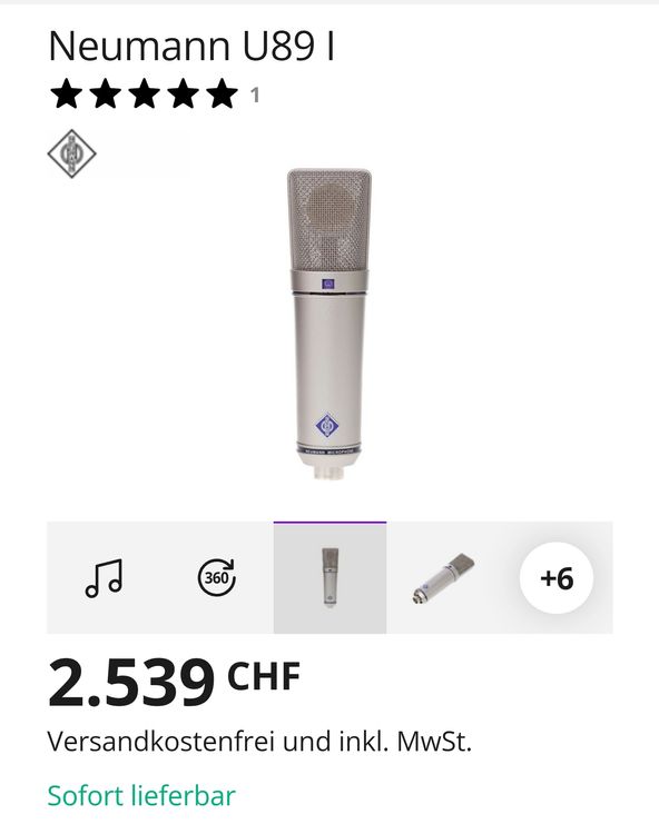 Neumann u89 i (Gebraucht) in für CHF 1350 – nur Abholung auf Ricardo kaufen