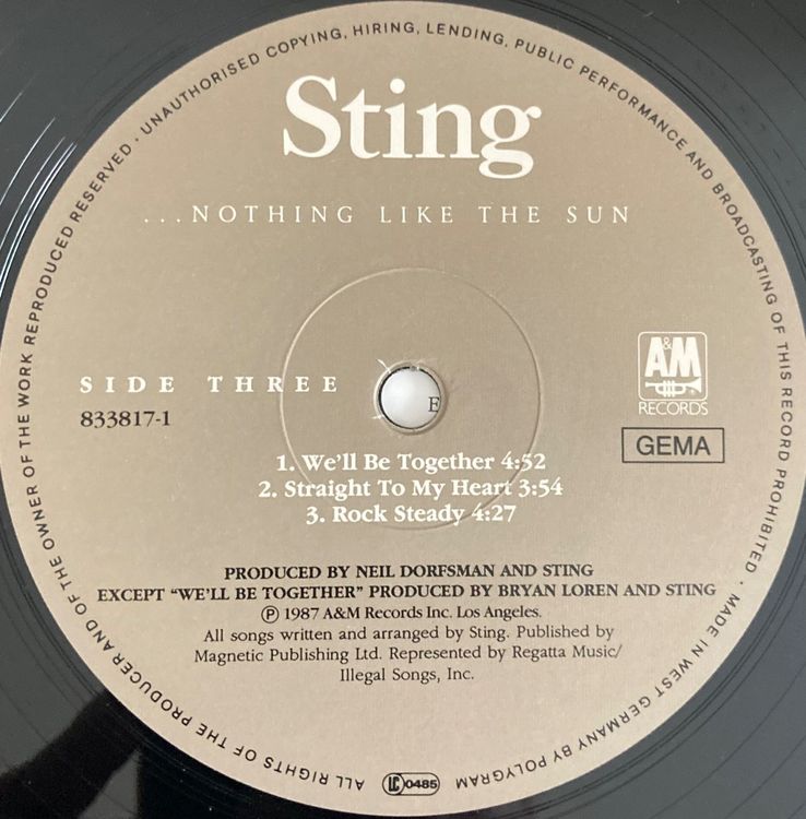 STING - Nothing like the Sun Doppel-LP *1987 *MINT* (Neu (gemäss Beschreibung)) in Wettingen für ...