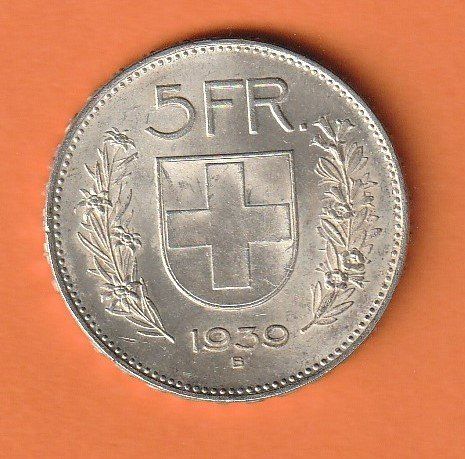 5 Franken, 1939, Silber | Kaufen auf Ricardo