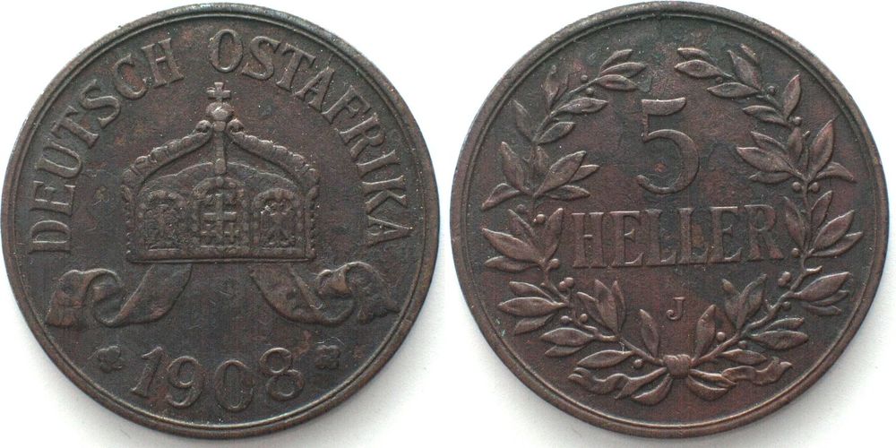 DEUTSCH-OSTAFRIKA 5 Heller 1908 J DOA grösste Kupfermünze (Gebraucht) in Riehen für CHF 56 – mit ...