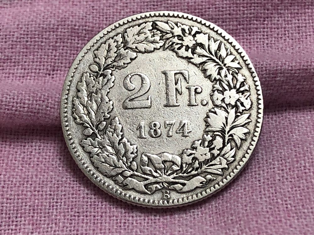 Schweiz 2 Franken 1874 Silber Rar (Gebraucht) in Flumenthal für CHF 14 – mit Lieferung auf ...