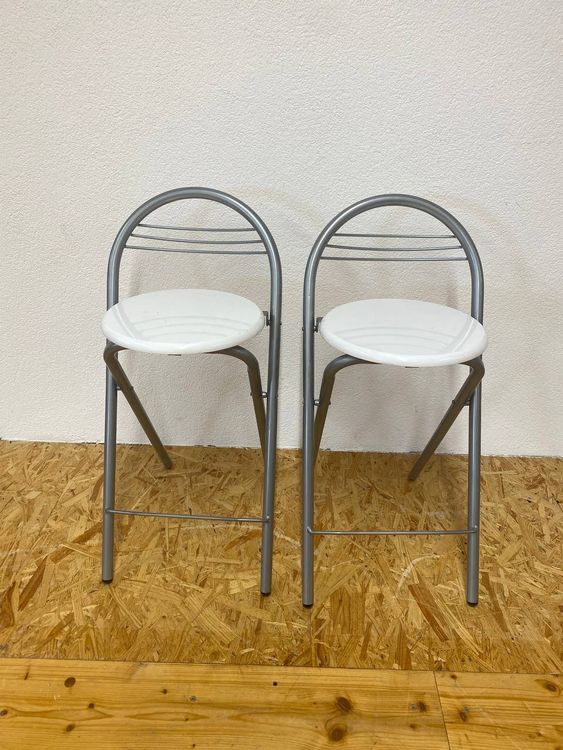 faltbarer Barhocker 2er Set weiss N 7016 | Kaufen auf Ricardo