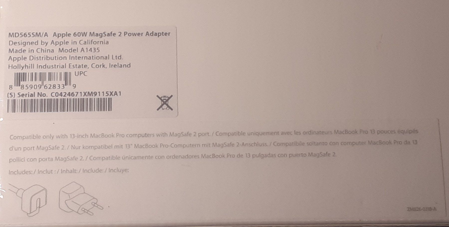 Apple Ladegerät/Chargeur Magsafe 2 60 W Power Adapter (Neuf avec ...