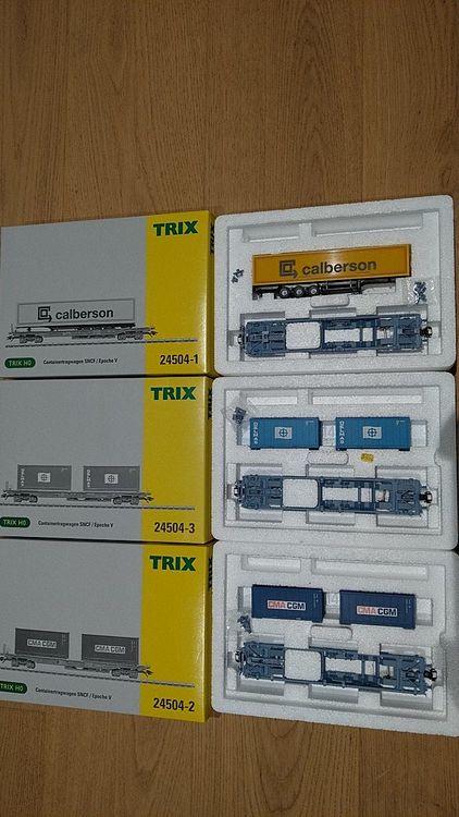 Trix H0 - Art.Nr. 24504 01-02-03 Containertragwagen-Set. (Gebraucht) in ...