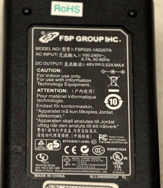 FSP Group FSP025-1AD207A 48V 0.52A AC/DC Power Adapter (Neu (gemäss ...