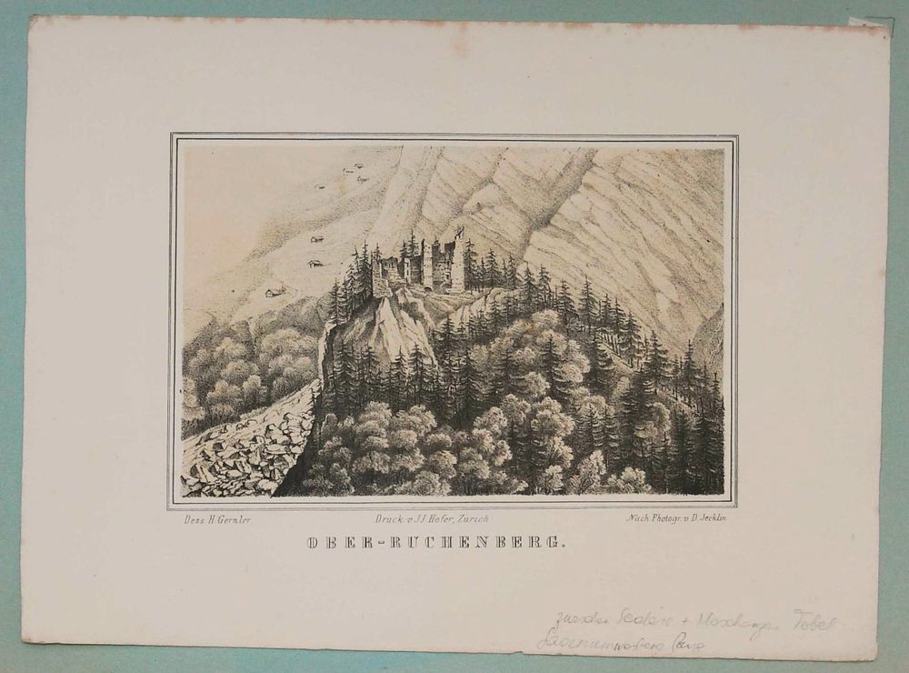 Ober Ruchenberg Ruine Lithographie von Gernler (Gebraucht) in Rafz für ...