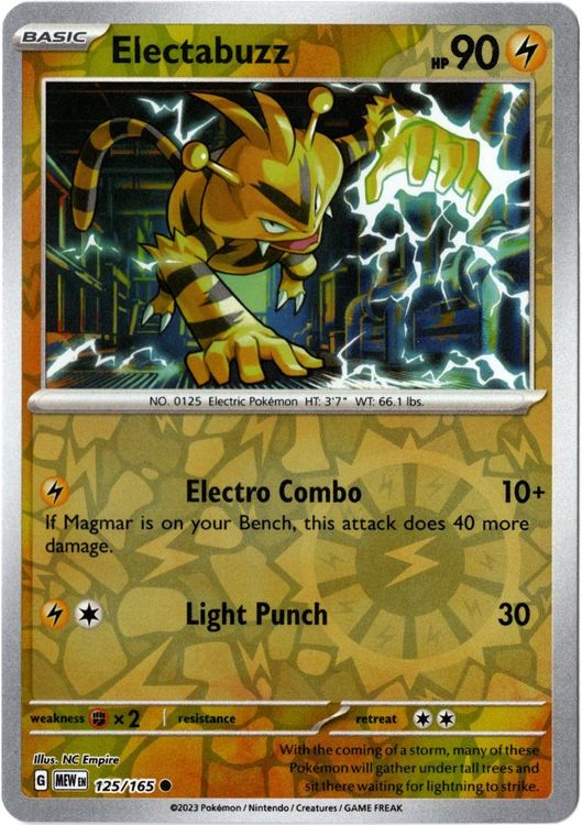 Pokemon 151 Electabuzz Elektek Reverse Holo 125/165 | Kaufen auf Ricardo