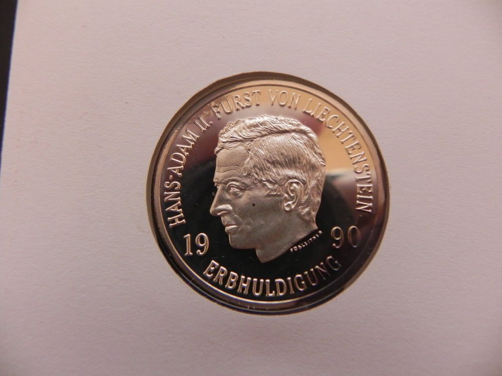 Liechtenstein 10 Franken 1990 Erbhuldigung Silber (0.9) 30 g (Gebraucht ...