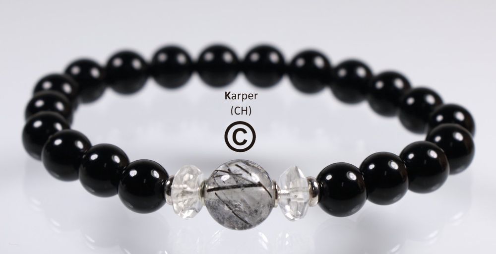 Onyx, Rutil Turmalin / Onyx, rutil tourmaline, S 925 | Kaufen auf Ricardo