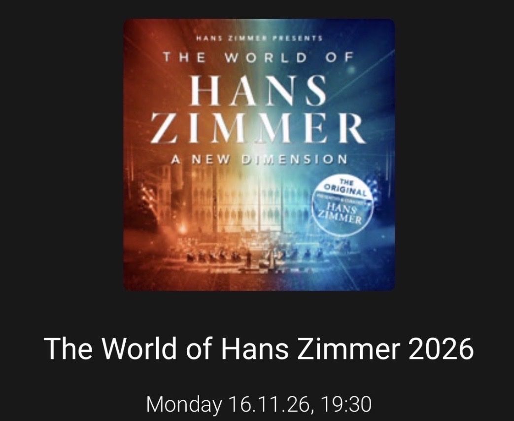 2x Hans Zimmer Concert Ticket 2026 Hallenstadion 16.11.2026 (Gebraucht ...