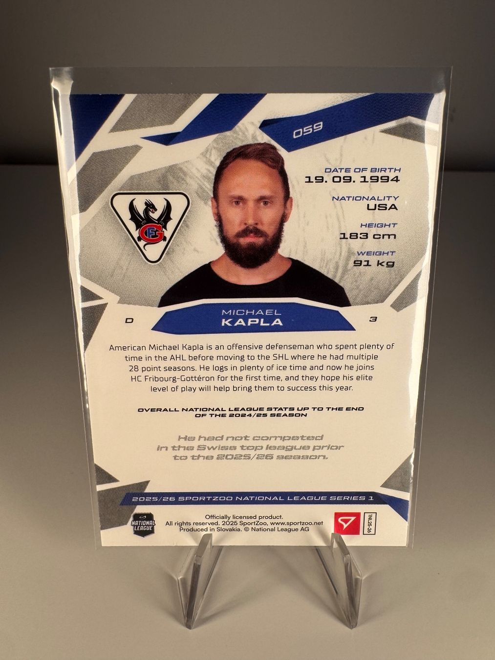 059 Michael Kapla HC Fribourg-Gottéron SportZoo 2025/26 (Neu (gemäss ...