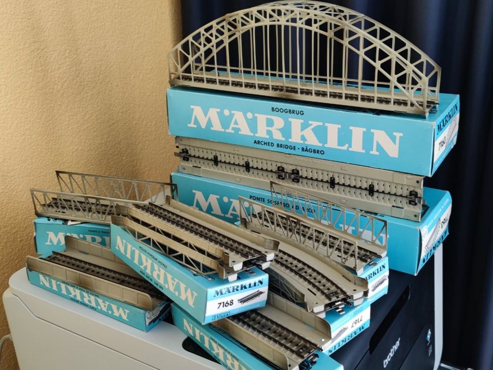 8 Märklin H0 Brücken-Elemente mit Pfeiler 7163, 7161, 7162 (Gebraucht ...
