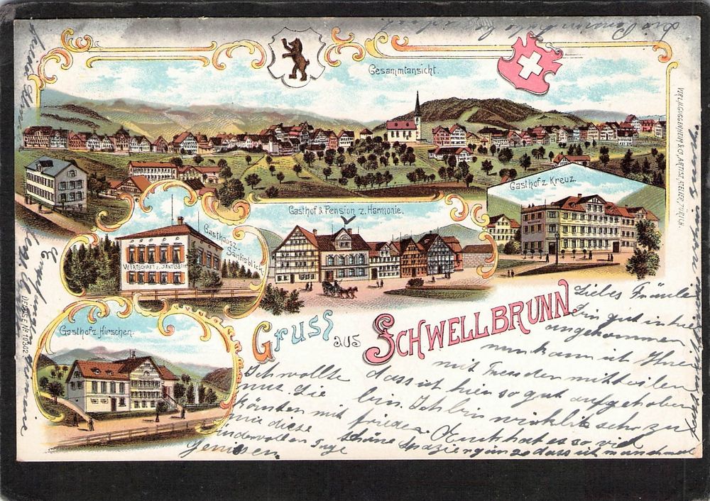 Lithographie: Gruss aus Schwellbrun AR , gel. 1912 | Kaufen auf Ricardo