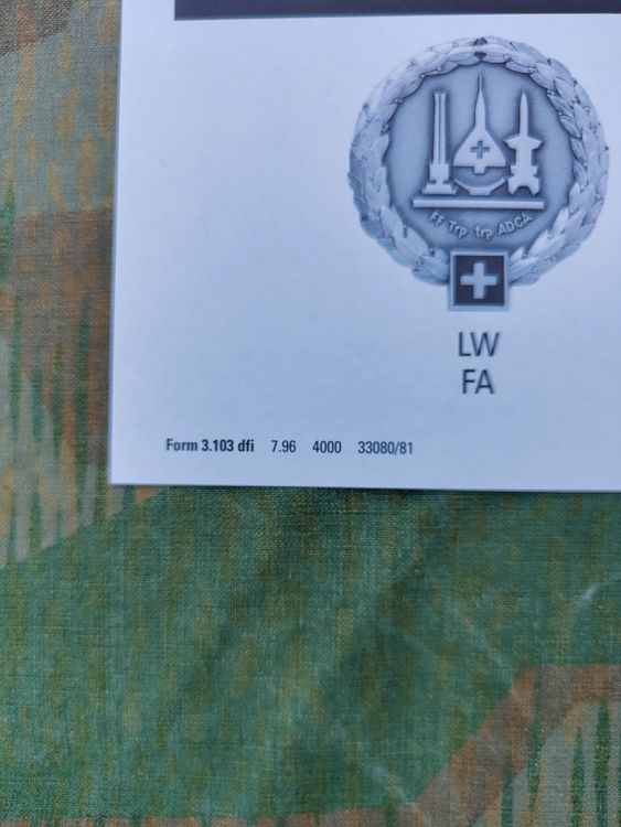 Formular 03.103 dfi, BERETEMBLEME DER SCHWEIZER ARMEE (Gebraucht) in ...
