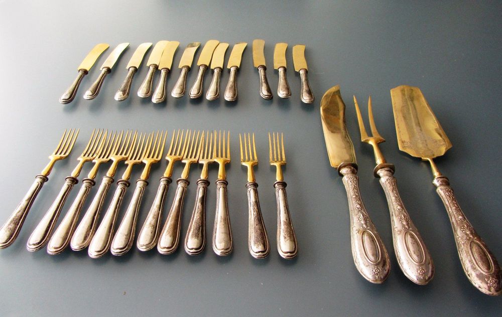 Silberbesteck antik, Jugendstil, vergoldet | Kaufen auf Ricardo