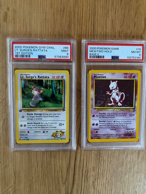 PSA 9 Rattata first & PSA 8 Mewtu Base Set 2 - Pokemonkarten (Gebraucht ...