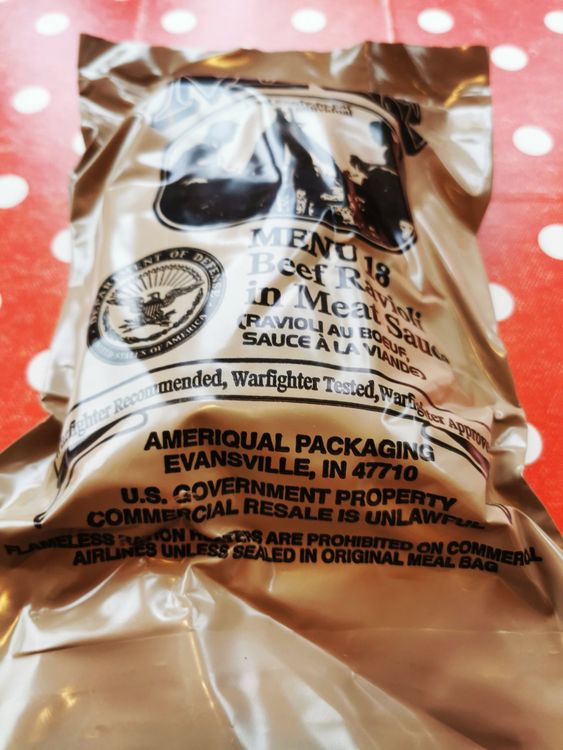Original US Army MRE Menu #18 Beef Ravioli Insp. 2/25 (Neu und ...