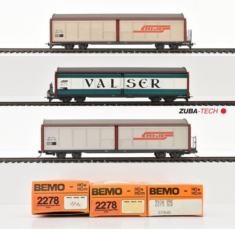 Bemo 3x Schiebewandwagen der RhB, H0m GS mit OVP | Kaufen auf Ricardo