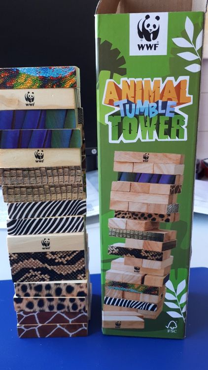 WWF Animal Tumble Tower Jenga Holzspiel Neu (Neu und originalverpackt ...