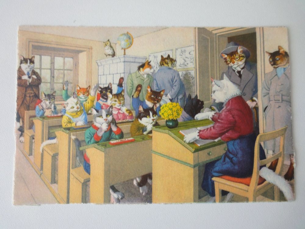 277.) AK "Katzen in der Schule", 4697, Max Künzli (Gebraucht) in ...