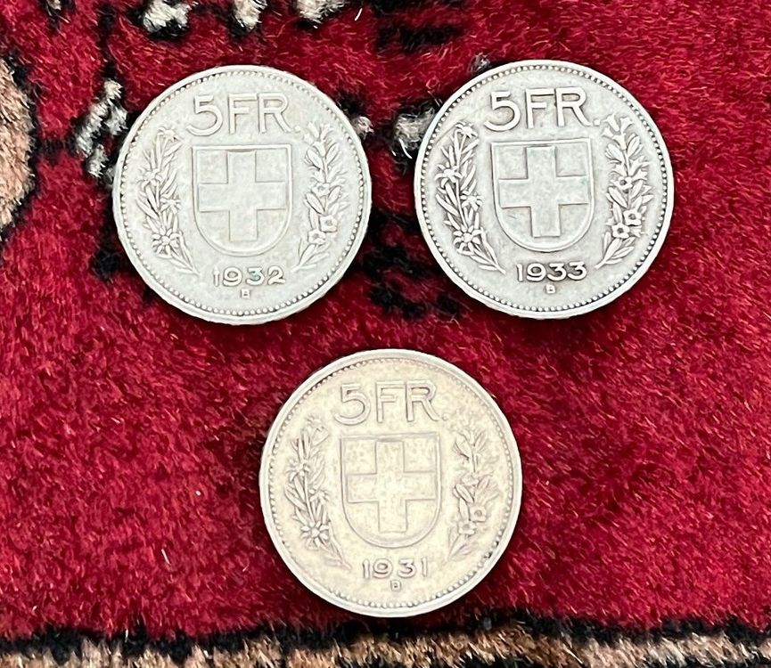 Silbermünzen 5 Franken 1931, 1932, 1933 | Kaufen auf Ricardo