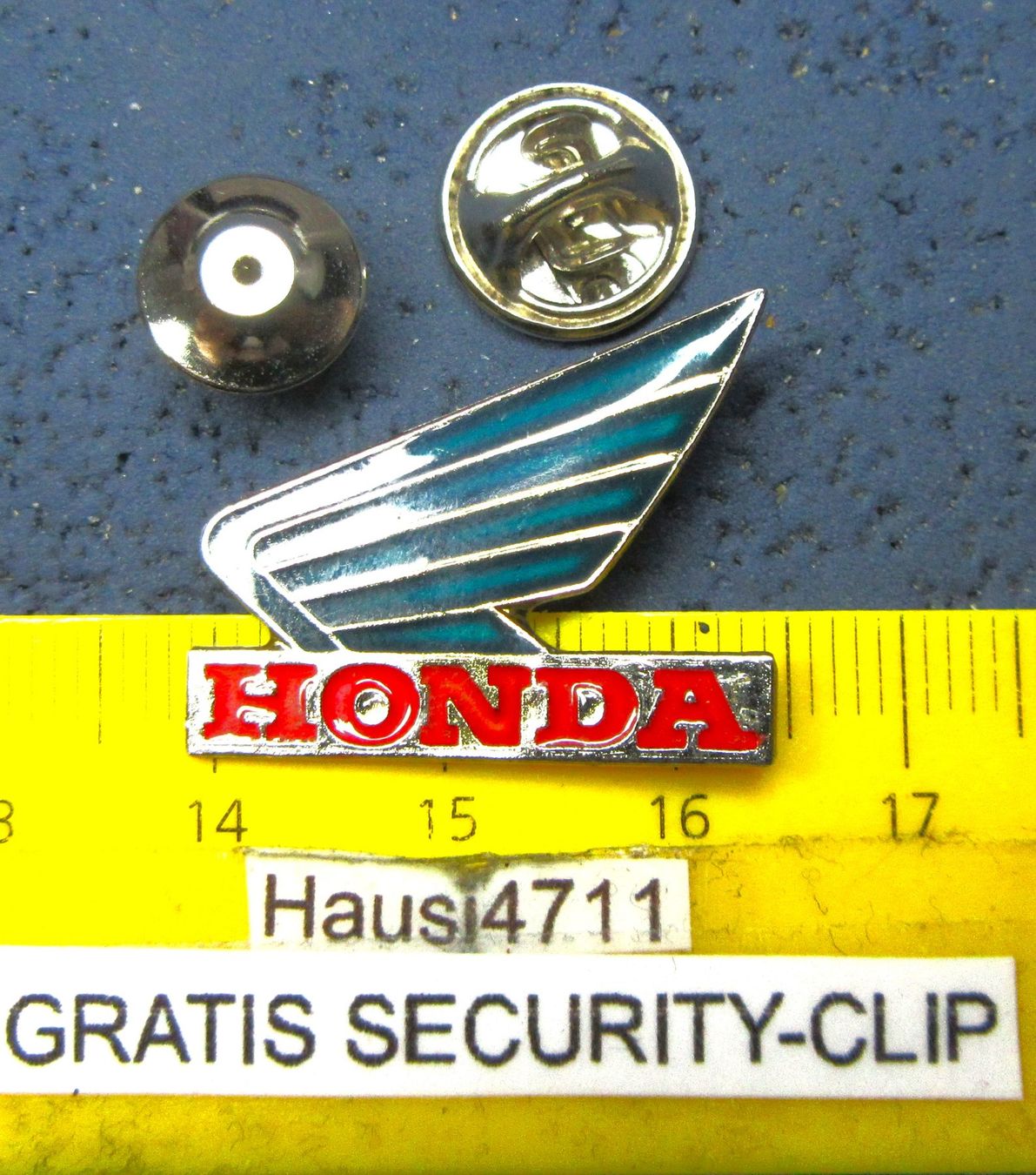 HONDA WING LOGO MOTOR-CYCLES PIN GLASIERT MIT SECURITY-CLIP (Gebraucht ...
