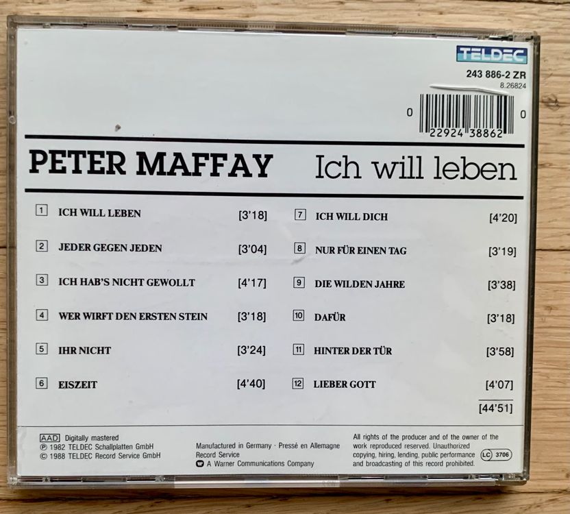 Peter Maffay Ich will leben (Gebraucht) in Zürich für CHF 5 – mit Lieferung auf Ricardo kaufen