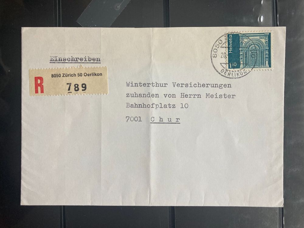 Schweiz 1978 R-Brief 1.1Fr. Architektur 8050 Zürich 50 Oerl. (Gebraucht) in Liestal für CHF 1 ...