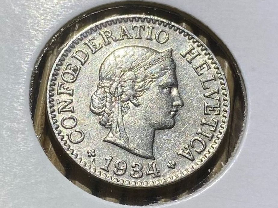 Schweiz 10 Rappen 1934 B in Münzrähmchen vzgl (Gebraucht) in Speicher für CHF 2 – nur Abholung ...