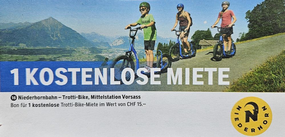 Trotti-Bike Miete Niederhornbahn Wert 15.- | Kaufen auf Ricardo