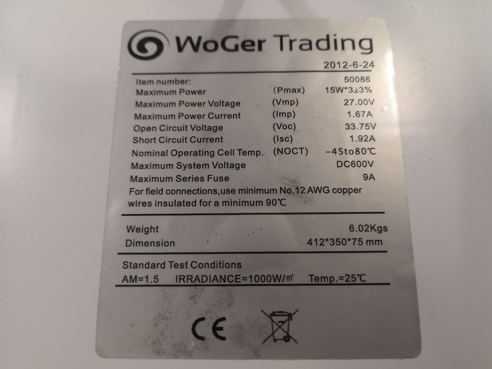 Solarpanel Solarkoffer Solar Panel 3x15W = 45W WoGer Trading | Kaufen auf Ricardo