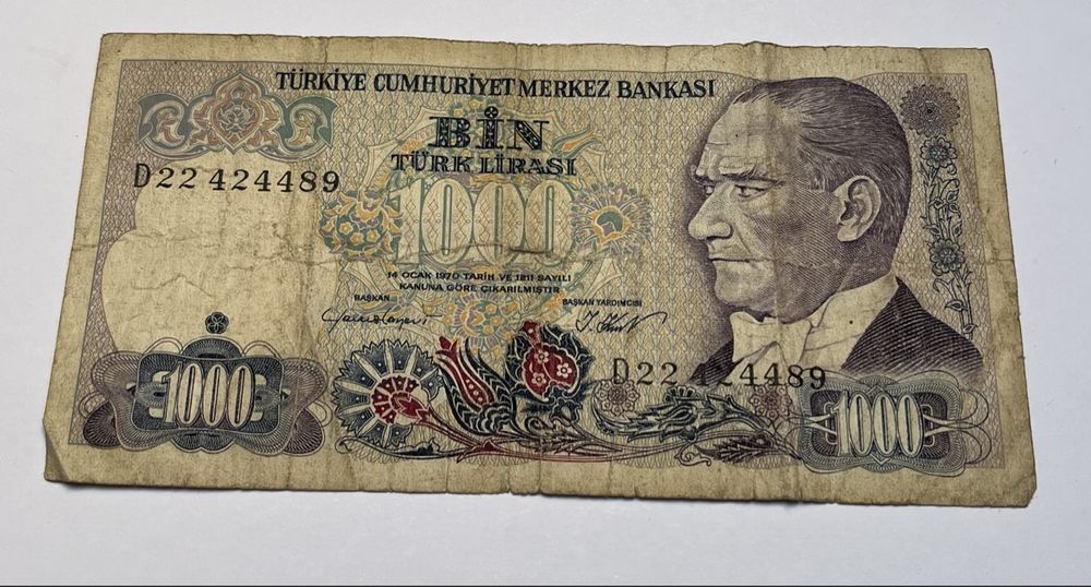 Billet Turquie 1000 Livres Turques 1970 Atatürk Barbaros (Gebraucht) in ...