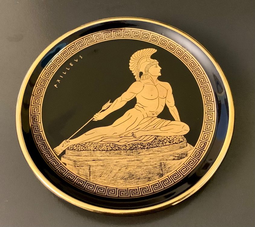 Piattino Greco in porcellana. Pittura in 24kt gold. Vintage (Usato) a ...