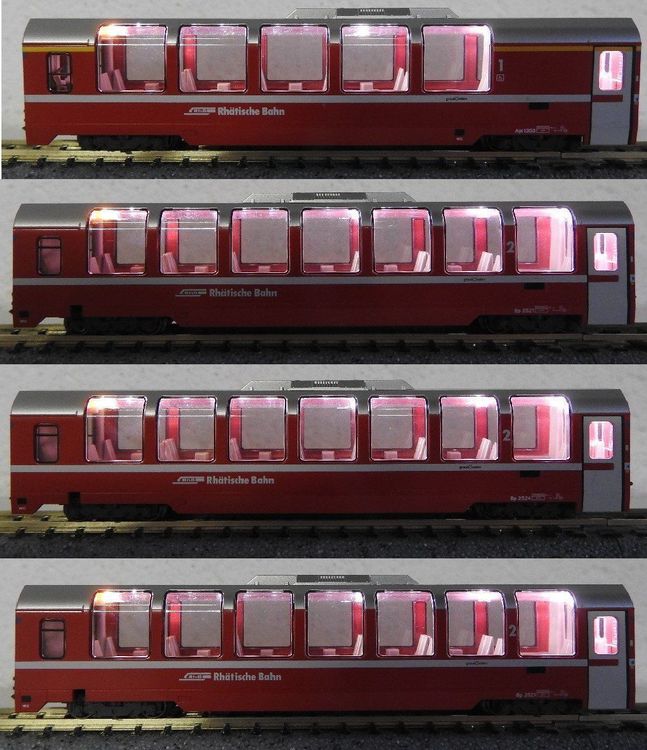RhB Rhätischebahn Bernina Express 4 Wagen+Innenbeleuchtung N (Neu (gemäss Beschreibung)) in ...