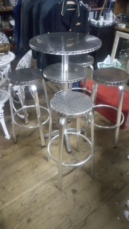Stehtisch mit 4 Stühlen, Alu, Bartisch, Bistrotisch, Party (Gebraucht ...
