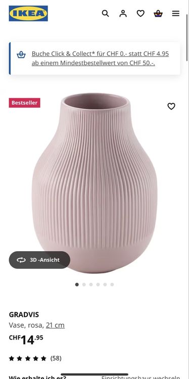 IKEA Gradvis - Rosa Vase | Kaufen auf Ricardo