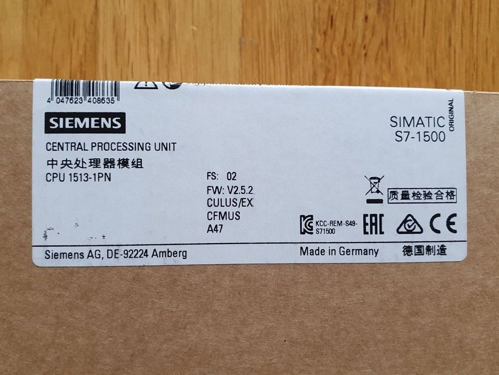 Siemens Simatic S7-1500 CPU 1513-1PN | Kaufen auf Ricardo