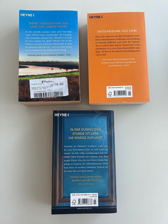 Nicholas Sparks, 3 Romane (Gebraucht) in Kehrsatz für CHF 6 – mit Lieferung auf Ricardo kaufen