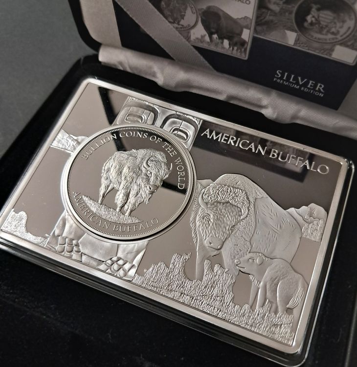 1 Silber OZ American Buffalo mit 3 OZ Barren, Silber 999 (Neu und originalverpackt) in ...