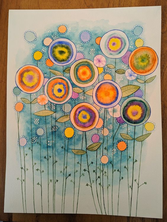 Original Aquarell ,,Fantasy Flowers'' Blumen Bild (Neu und originalverpackt) in Wittenbach für ...