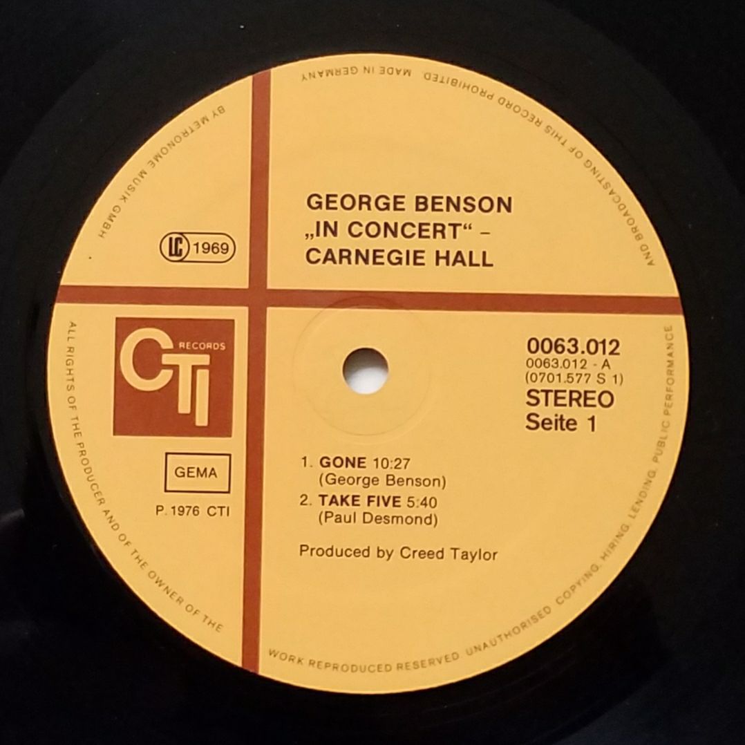 GEORGE BENSON, in concert - Carnegie Hall; 1977 press - NEW (Neu ...