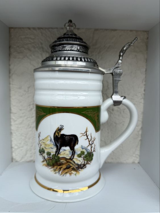Vintage German Beer Stein, Ceramic with Metal Lid (Neu (gemäss ...