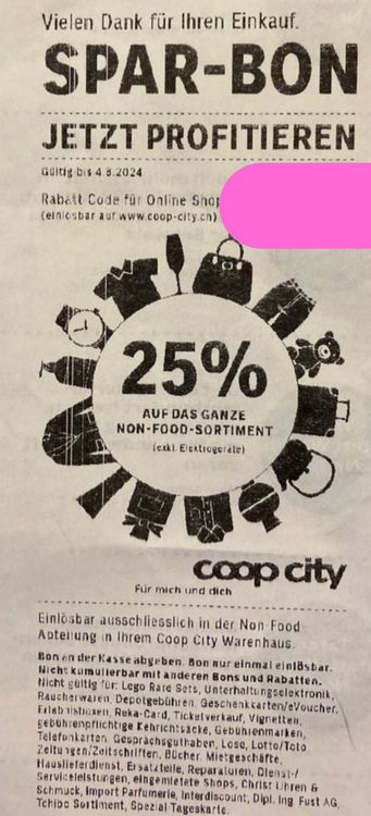 1x COOP CITY SPAR-BON 25 % auf das ganze Non-Food-Sortiment | Kaufen ...