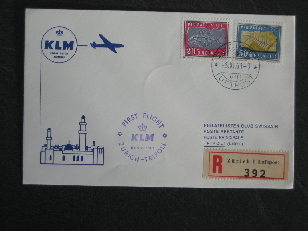 Erstflug mit KLM Zürich-TRIPOLI 1961 (Neu (gemäss Beschreibung)) in Wangs für CHF 3.5 – mit ...